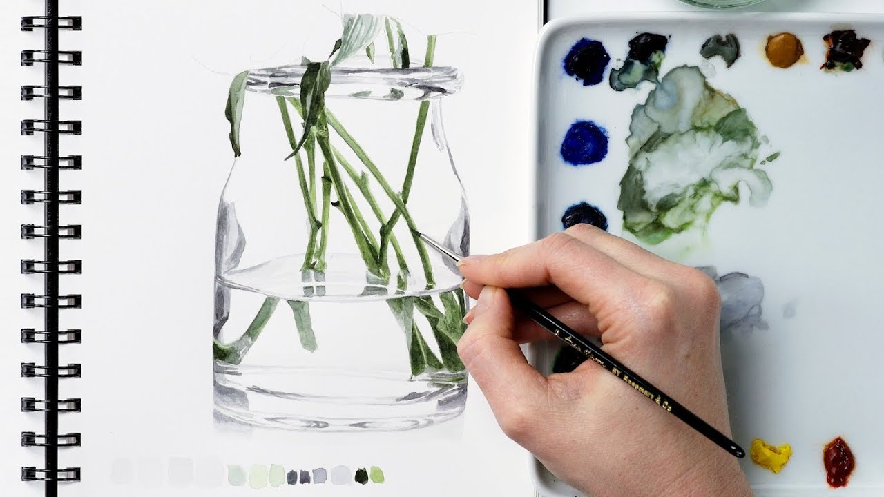 How to paint realistic water and glass - Nature Studio